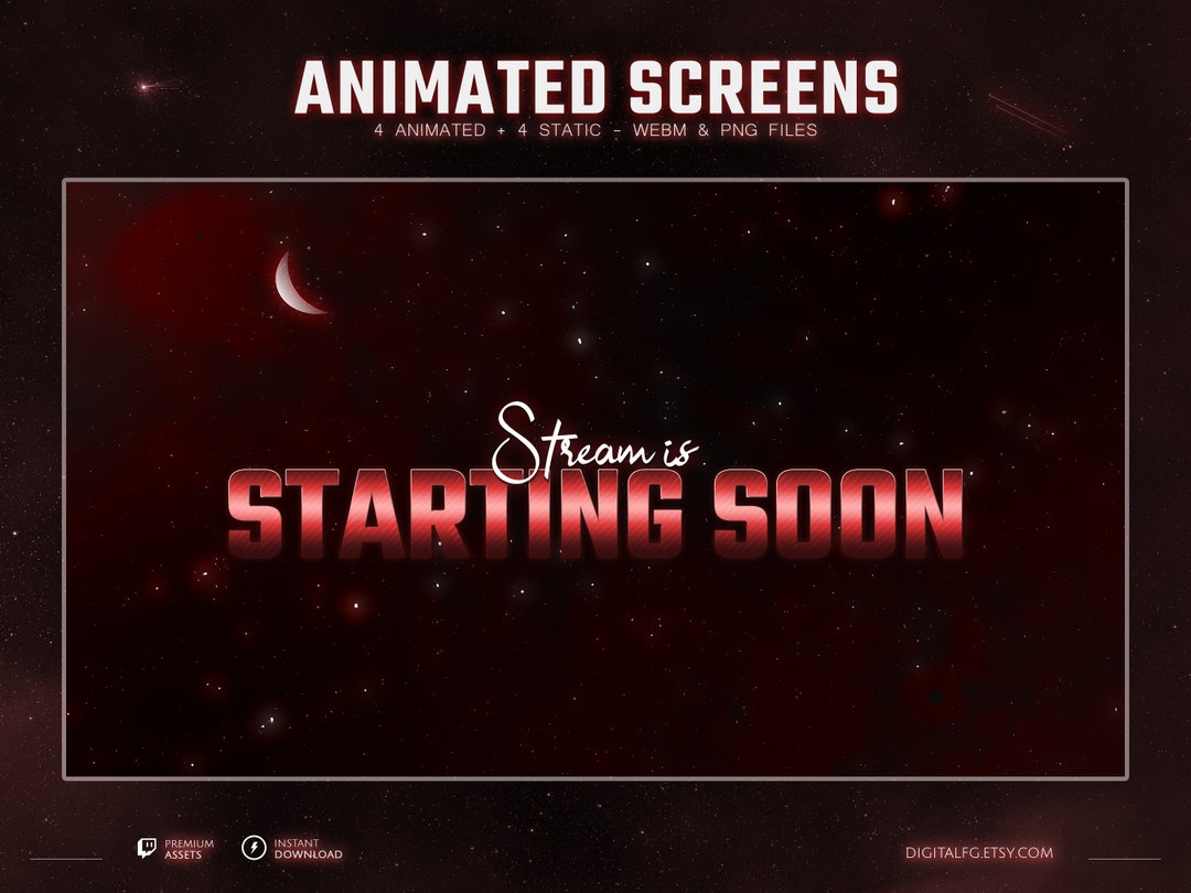 Red Theme Animated Stream Screens for Twitch, Kick, Youtube, OBS ...