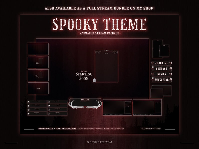 Red Spooky Theme Animated Stream Screen With Chat Box for Twitch, Kick ...