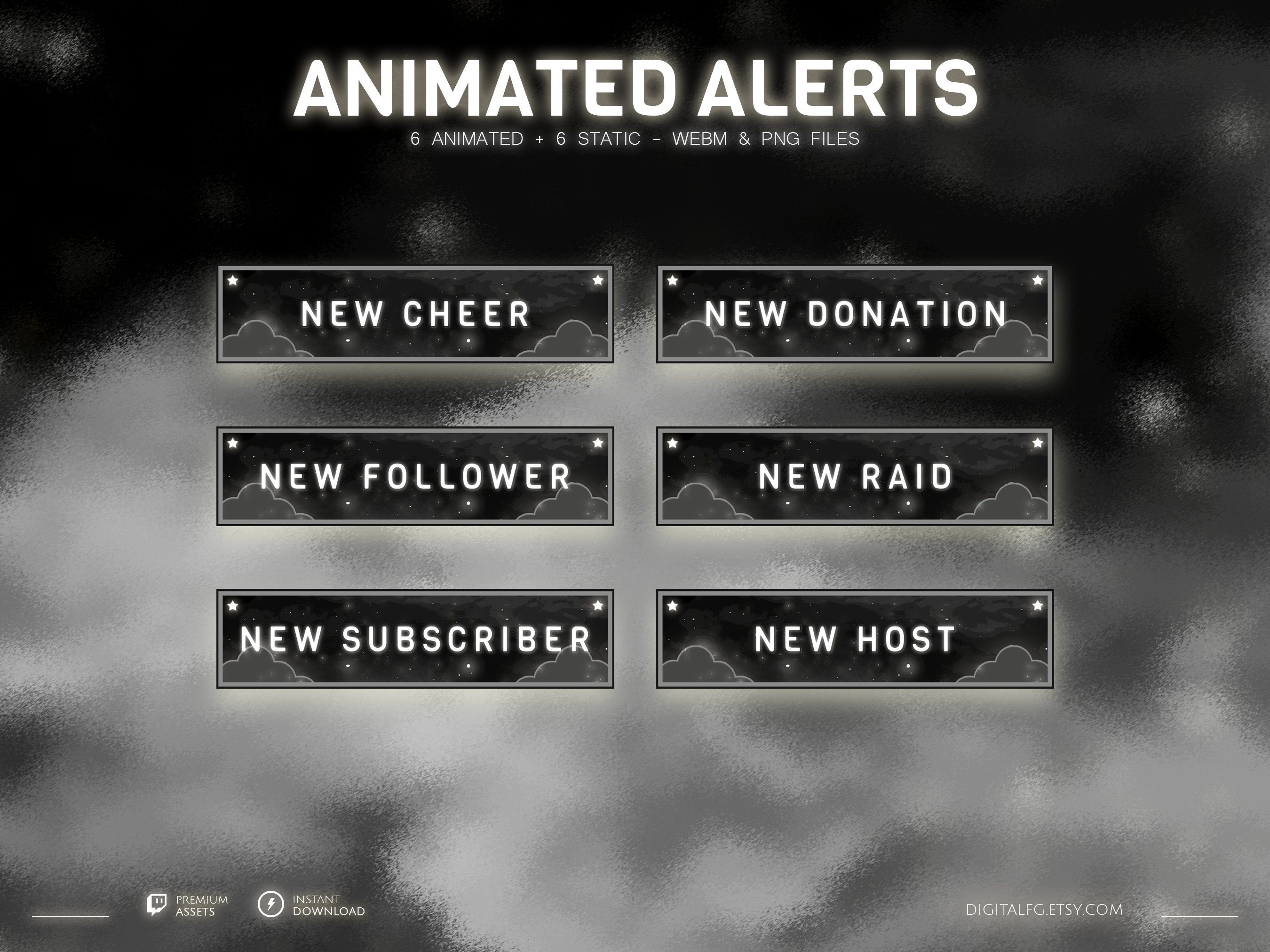 Cozy Night Animated Stream Alerts for TWITCH | Streamlabs and ...