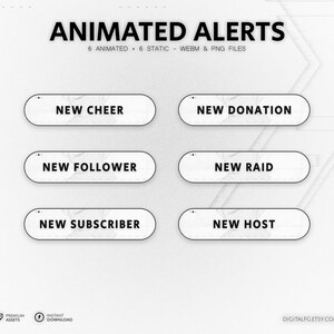 White Gradient Animated Stream Alerts for TWITCH | Streamlabs and ...