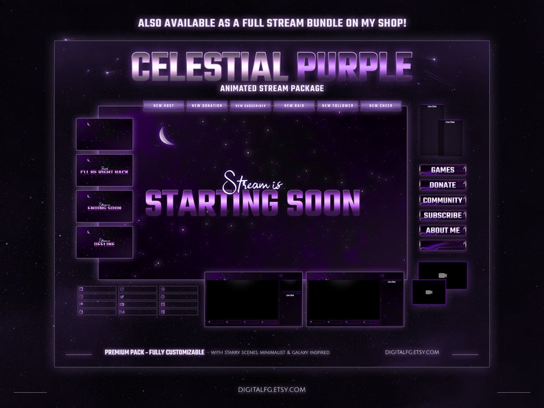 Celestial Purple Animated Stream Alerts for TWITCH | Streamlabs and ...