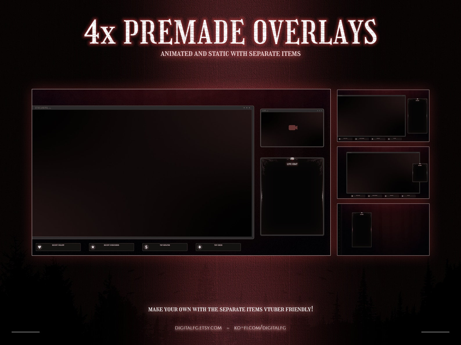 Red Spooky Theme Animated Twitch Overlay | Kick, Youtube, OBS and ...