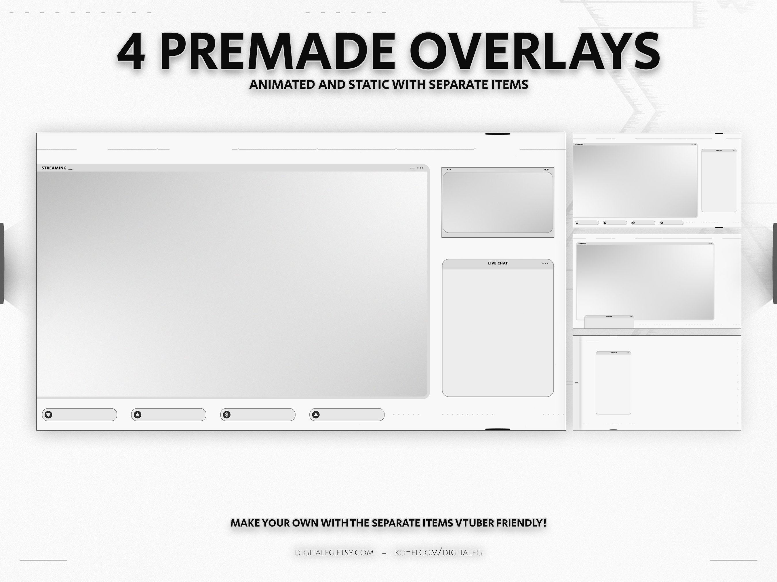 White Gradient Animated Twitch Overlay | Kick, Youtube, OBS and ...