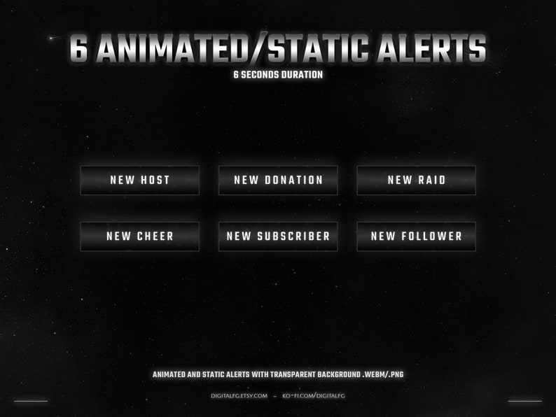 Dark Theme Animated Twitch Overlay | Kick, Youtube, OBS and Streamlabs ...