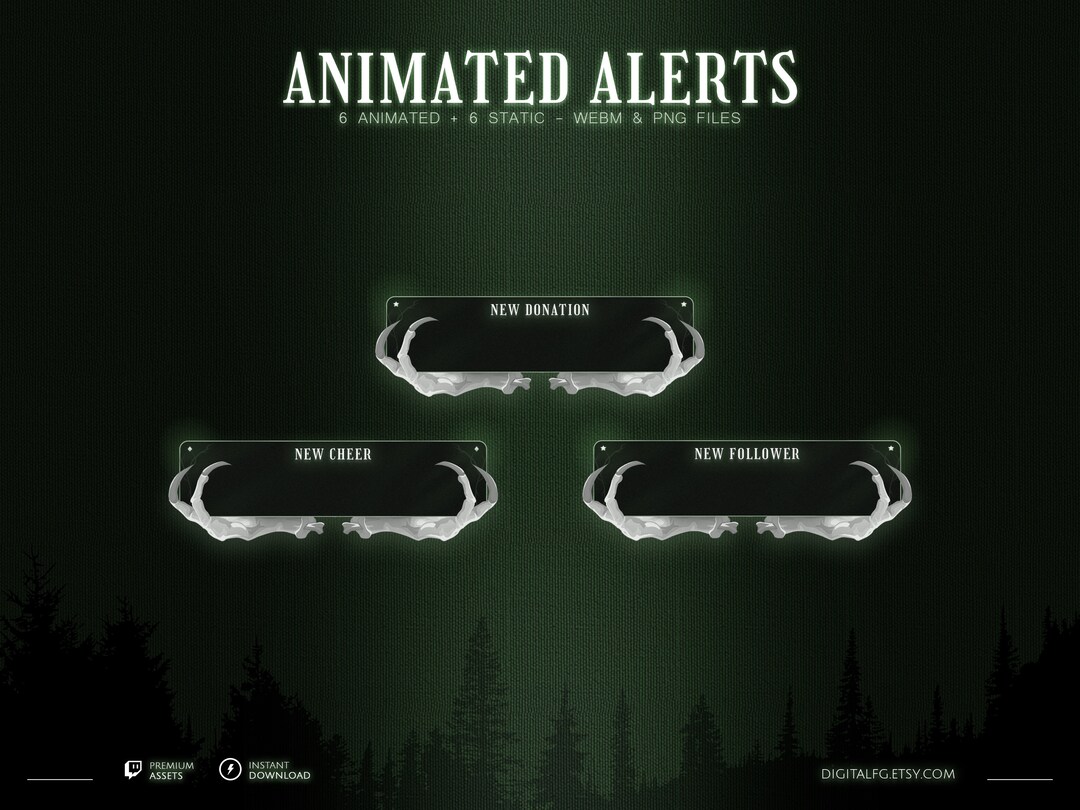 Green Spooky Theme Animated Alerts Made for TWITCH, KICK, Youtube, OBS ...