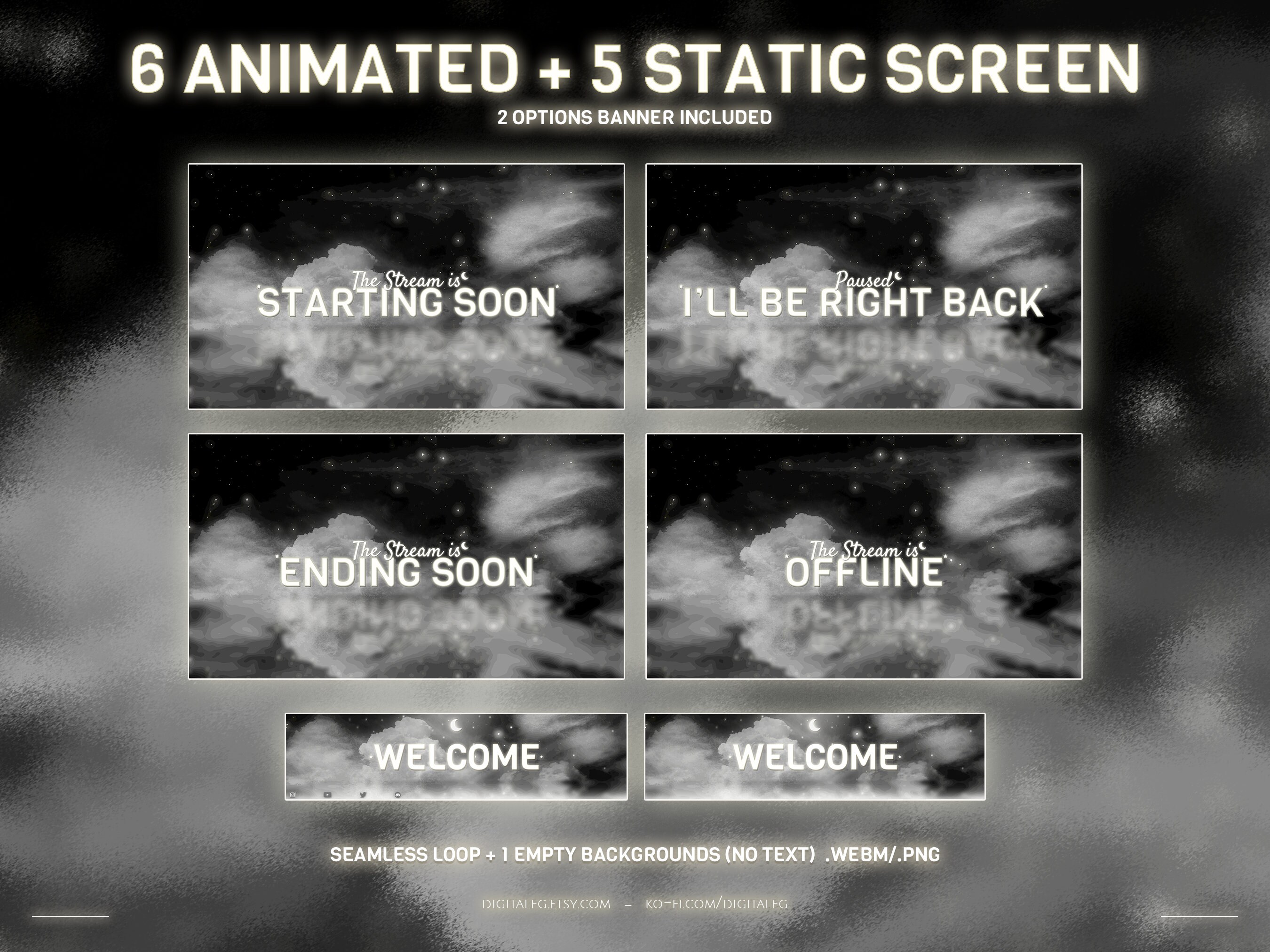 Cozy Night Complete Twitch Overlay, Animated Screens, Panels, Alerts ...