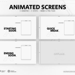 White Gradient Animated Stream Screens With Chat Box for Twitch, Kick ...