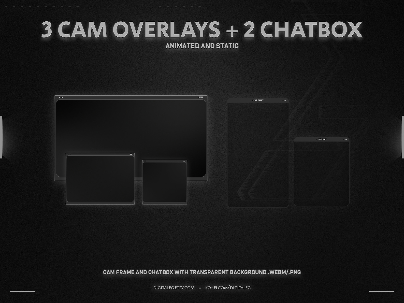 Black Gradient Complete Twitch Overlay, Animated Screens, Panels ...