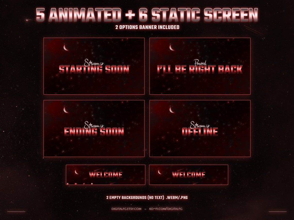 Red Theme Complete Twitch Overlay, Animated Screens, Panels, Alerts ...