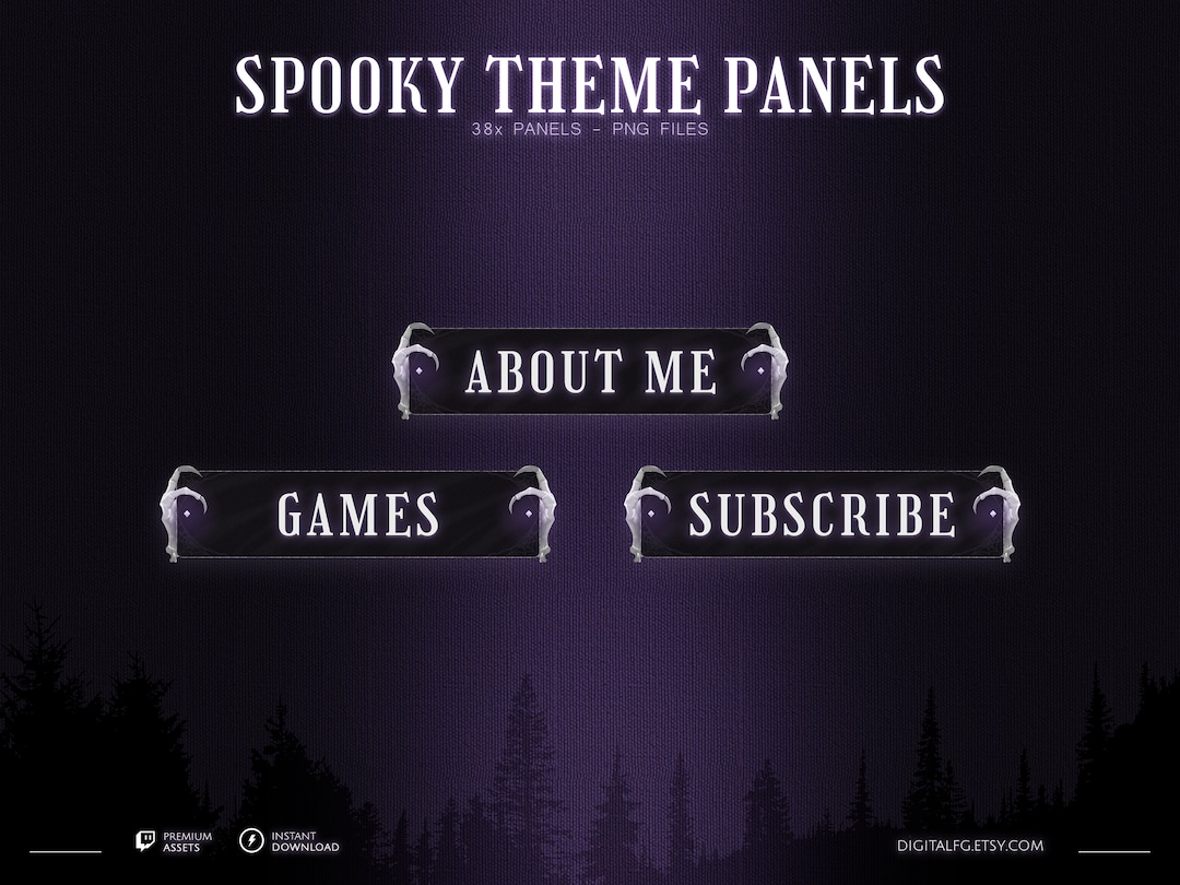 Purple Spooky Theme Stream Panels (x38) | Skull Hands With Dark Purple ...