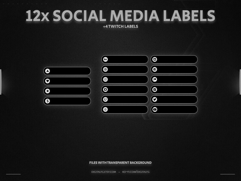 Black Gradient Complete Twitch Overlay, Animated Screens, Panels ...