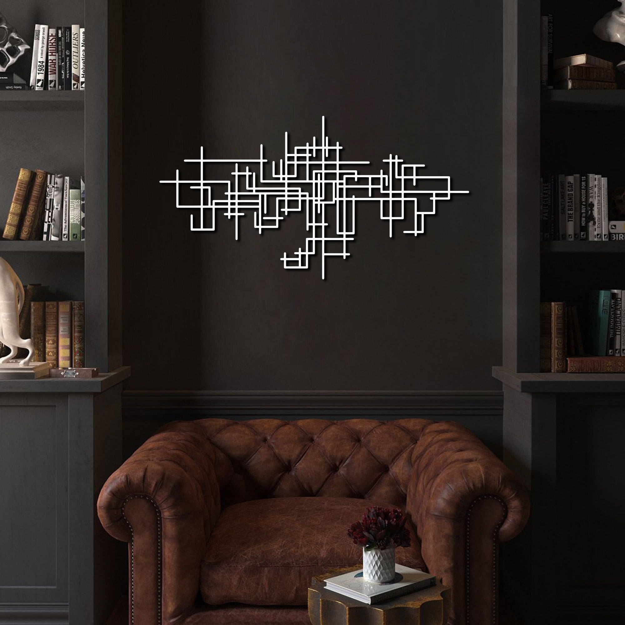 Modern Geometric Metal Panel Decor, Metal Sculpture, Large Metal Wall ...