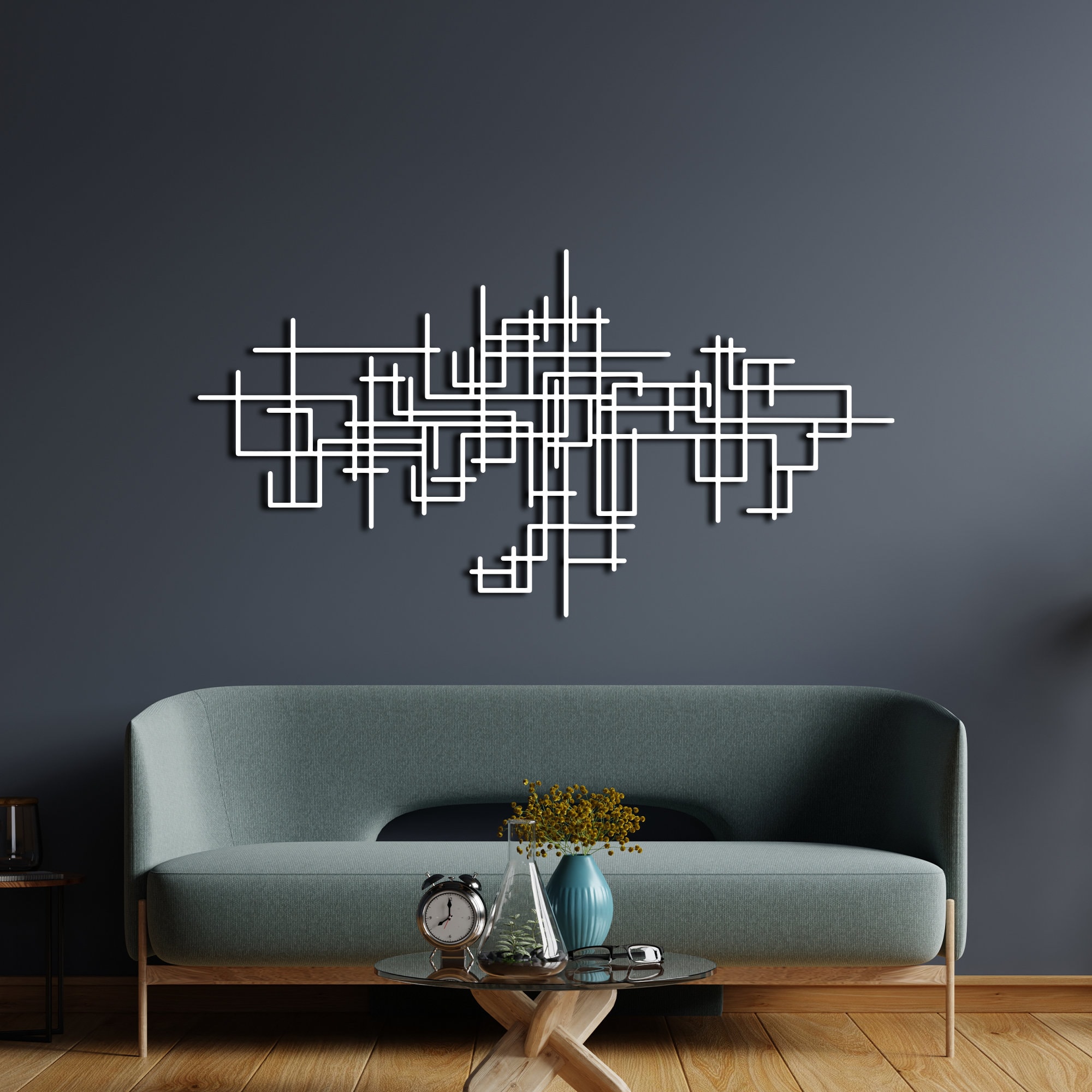 Modern Geometric Metal Panel Decor, Metal Sculpture, Large Metal Wall ...