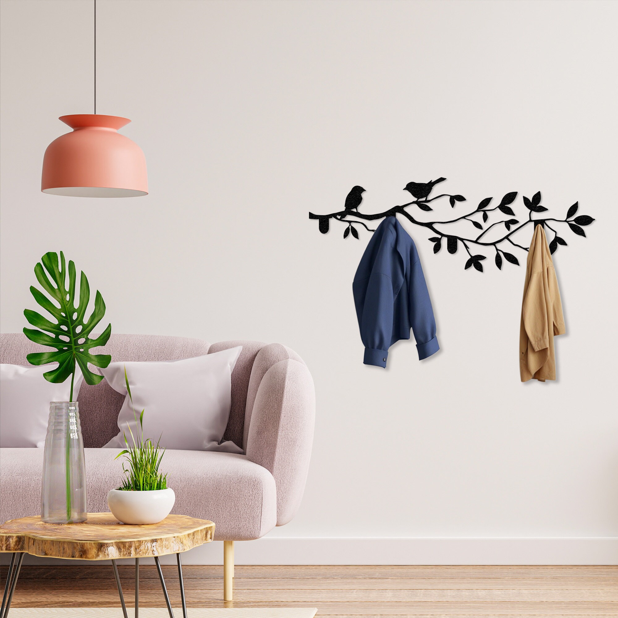 Birds on Branch Metal Coat Rack, Metal Wall Hooks, Entryway Coat Rack ...