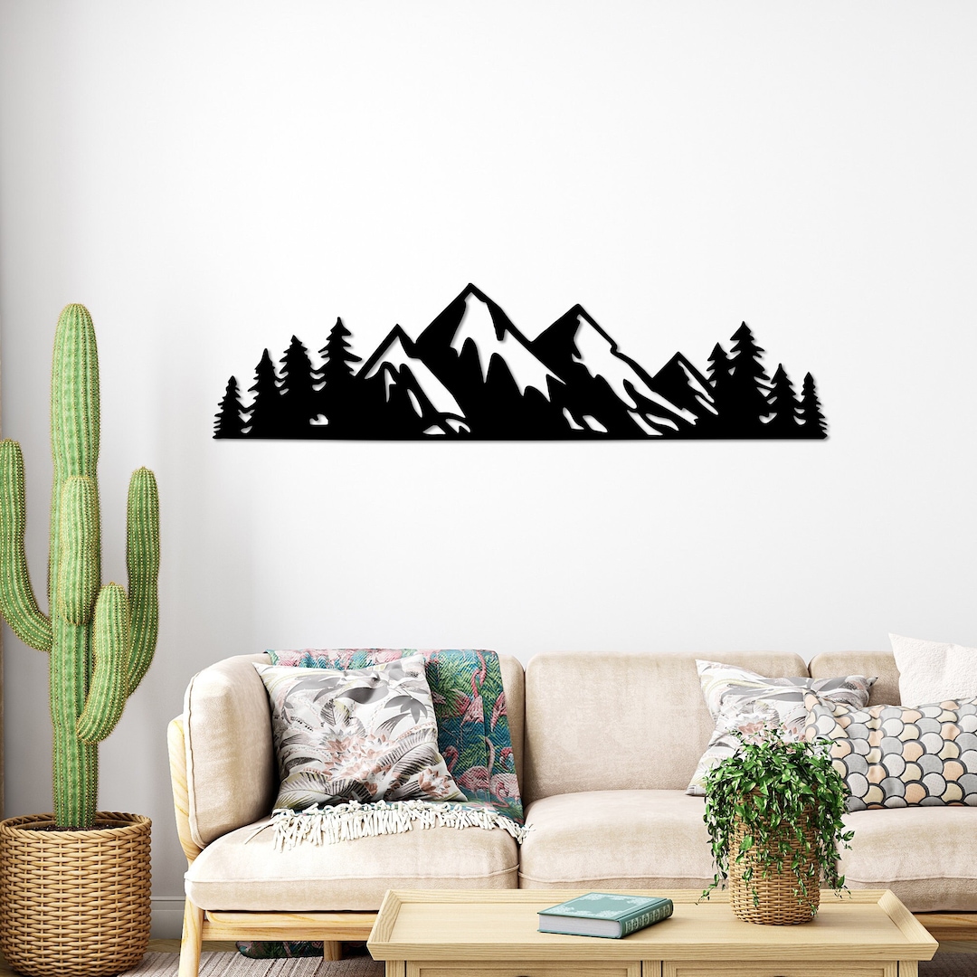 Mountain Wall Metal Art, Large Metal Wall Art, Nature Metal Art, Hill ...
