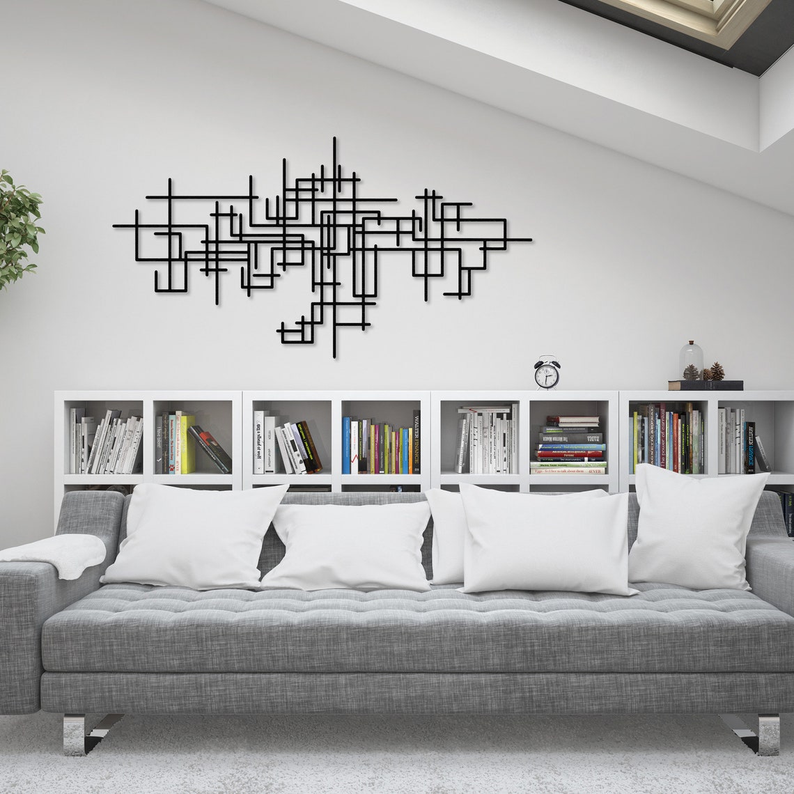 Modern Geometric Metal Panel Decor, Metal Sculpture, Large Metal Wall ...