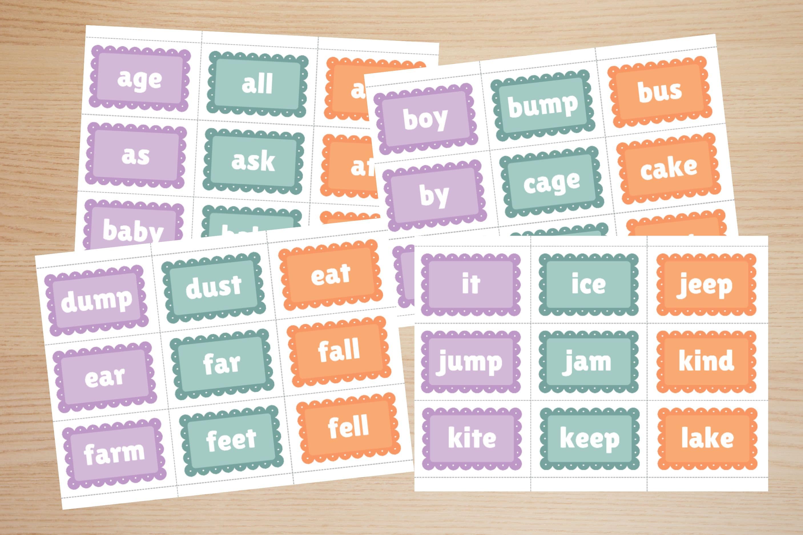 Printable Kindergarten Spelling Words Cards, 198 Flash Cards, Editable ...