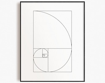 Golden Ratio Print Fibonacci Spiral Poster Fibonacci - Etsy