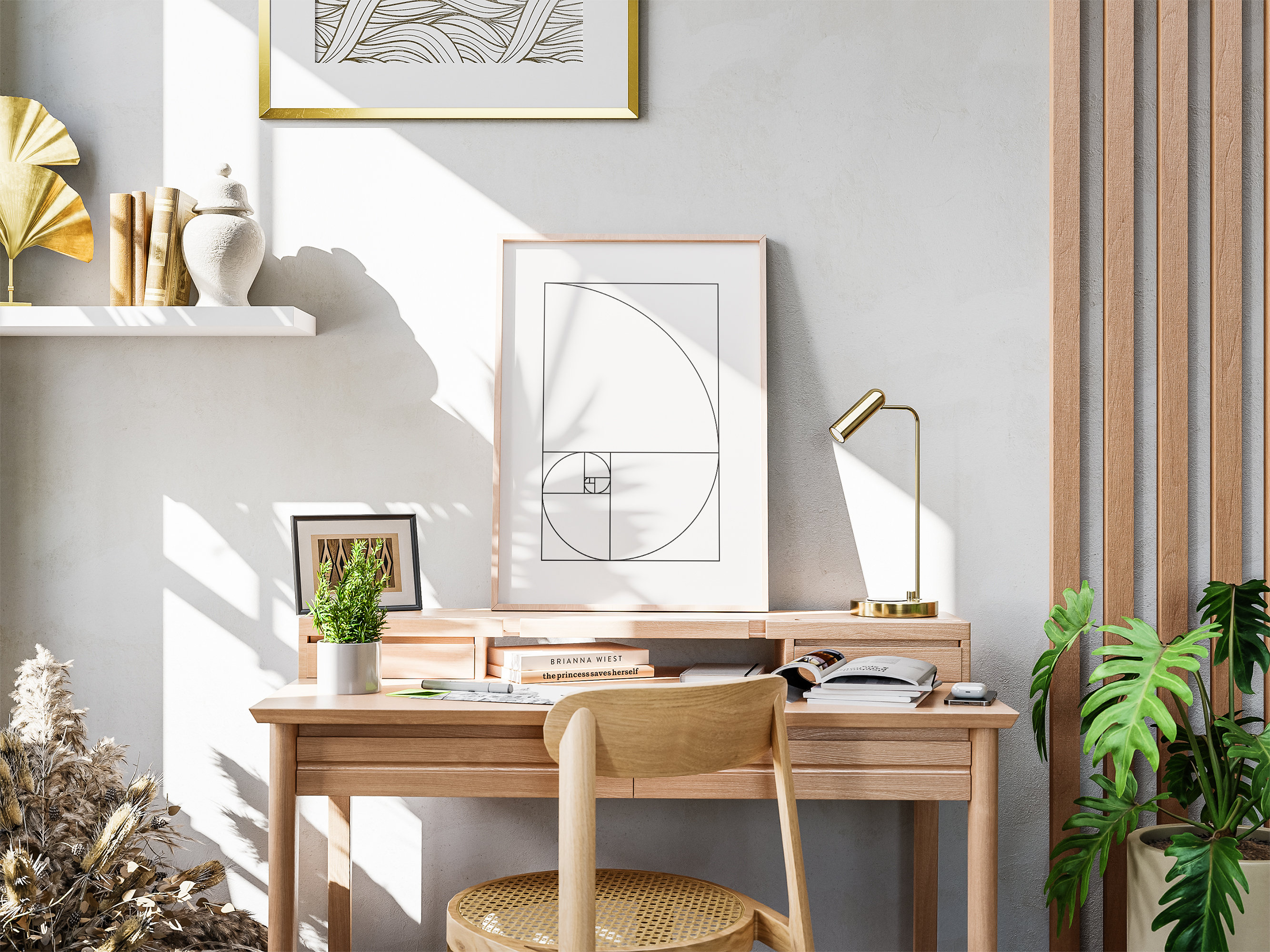 Golden Ratio Wall Art Print | Fibonacci Spiral Poster | Minimalist Line ...