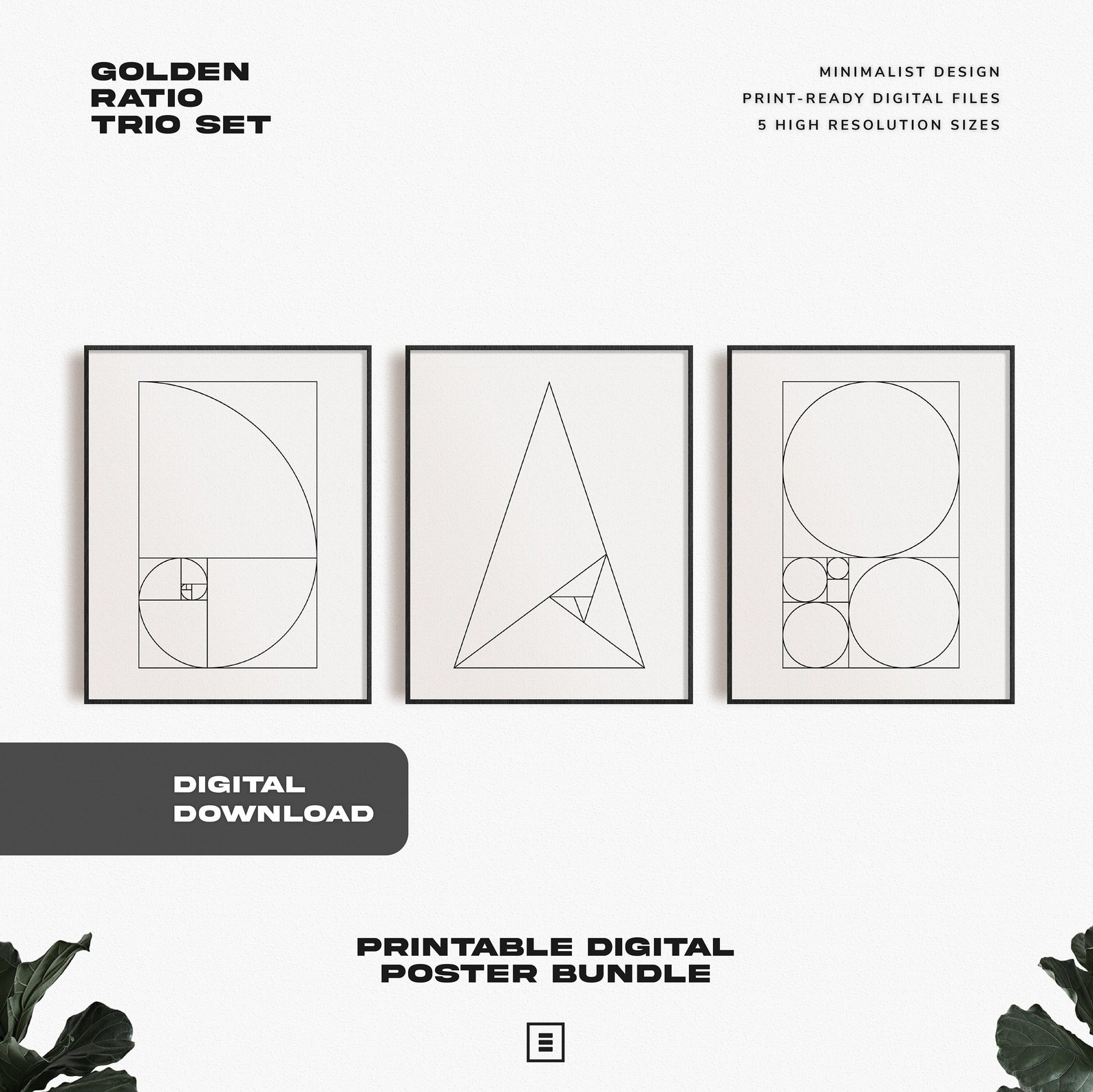 Golden Ratio Wall Art | Fibonacci Spiral Posters | 3-pcs Modern Poster ...