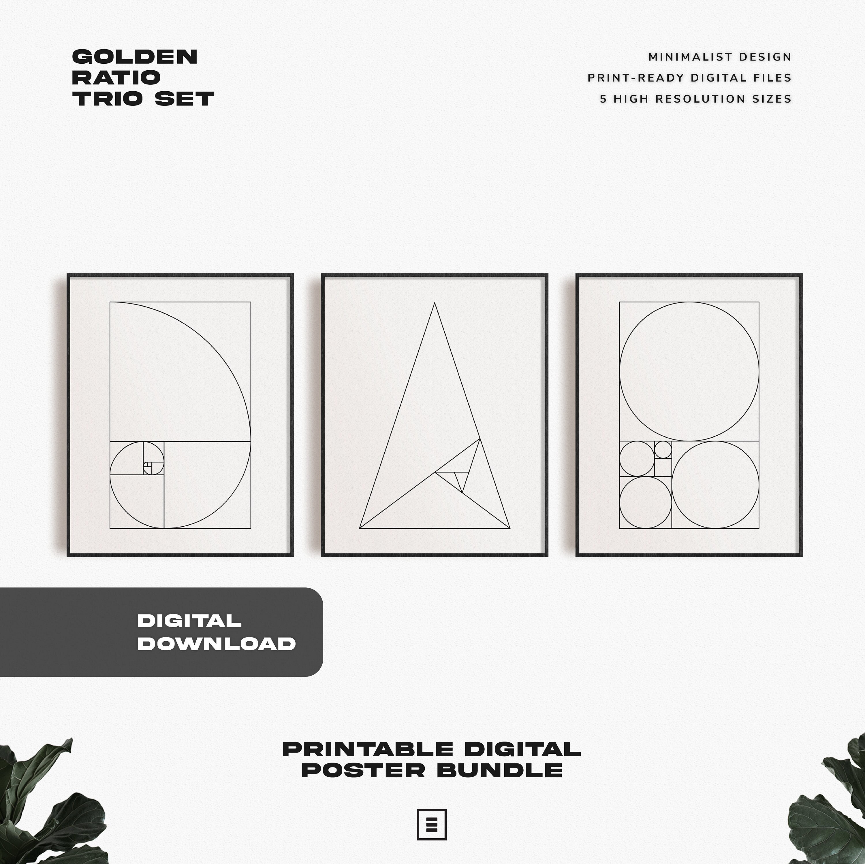 Golden Ratio Wall Art | Fibonacci Spiral Posters | 3-pcs Modern Poster ...