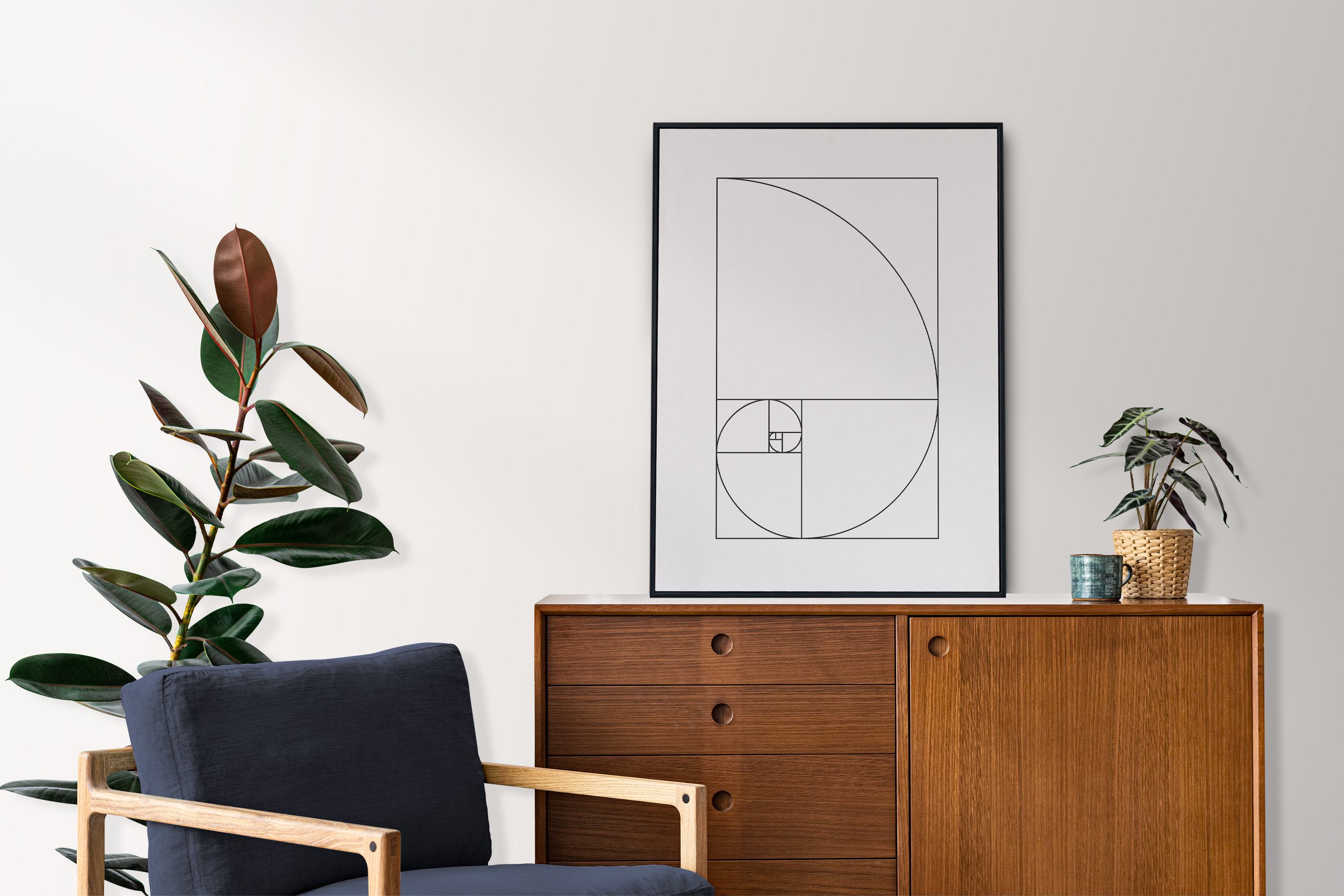 Golden Ratio Wall Art Print | Fibonacci Spiral Poster | Minimalist Line ...