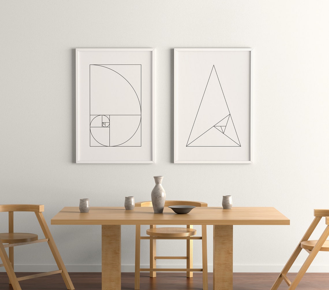 Golden Ratio Wall Art Print | Fibonacci Spiral Poster | Minimalist Line ...
