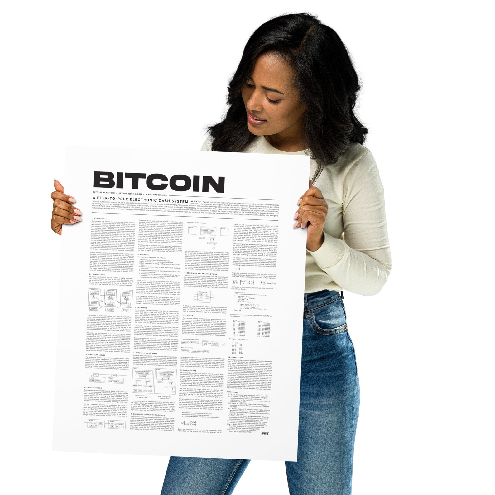 Minimalist Bitcoin Whitepaper Poster Cryptocurrency Art Print Bitcoin ...