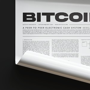 Minimalist Bitcoin Whitepaper Poster | Cryptocurrency Art Print ...