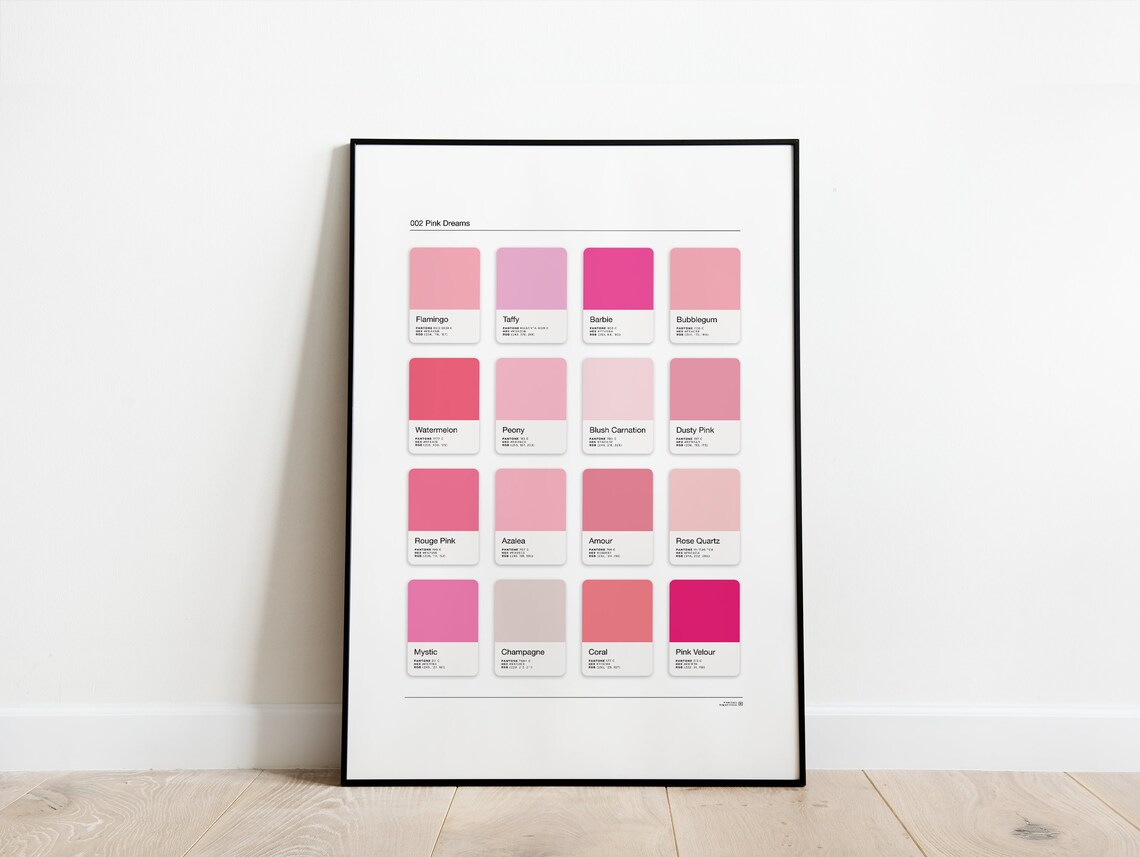 Pink Color Swatch Print Pink Dreams Palette Minimalist Color Palette ...