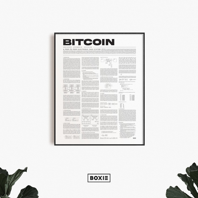 Minimalist Bitcoin Whitepaper Poster Cryptocurrency Art Print Bitcoin ...