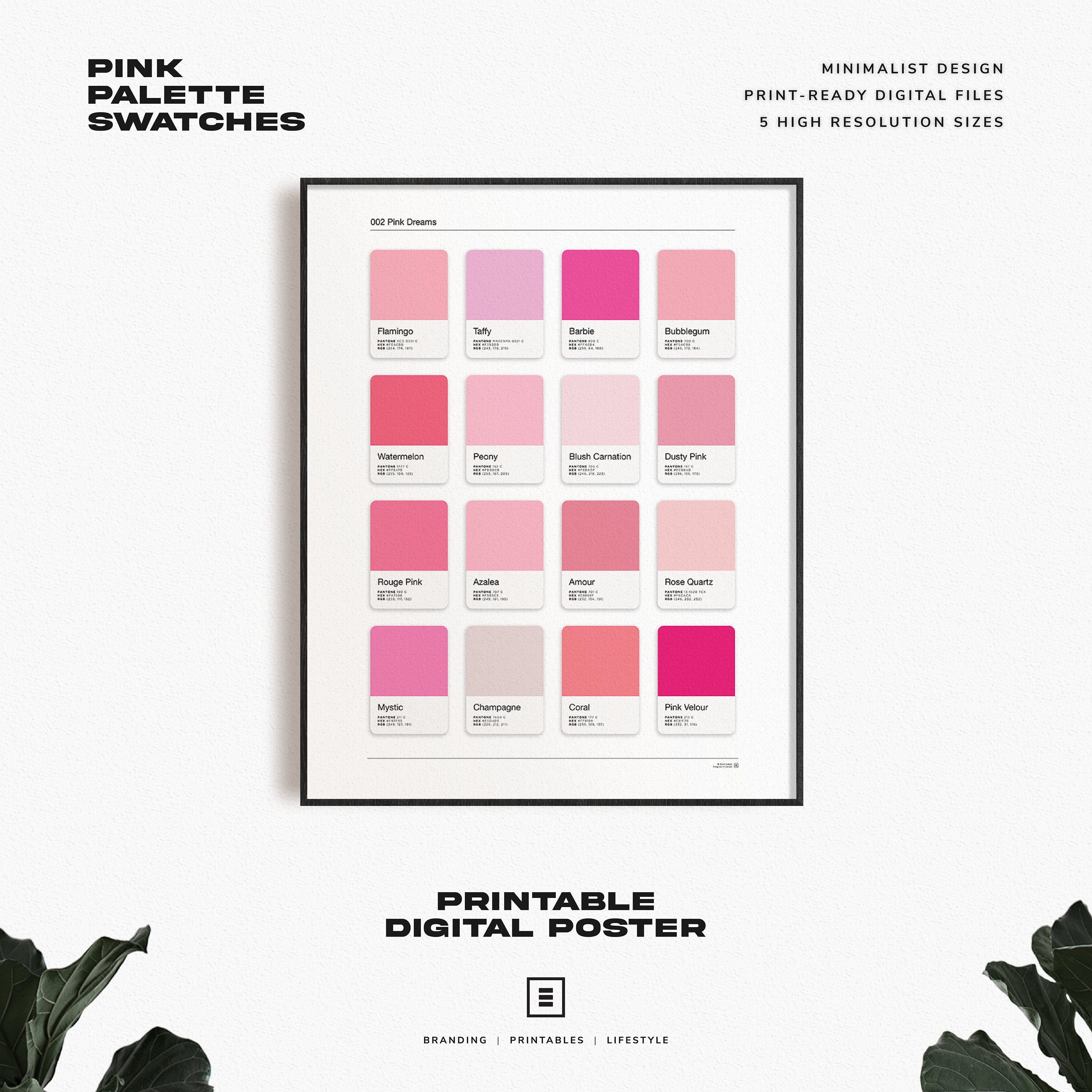 Pink Color Swatch Print | Pink Dreams Palette | Minimalist Color ...