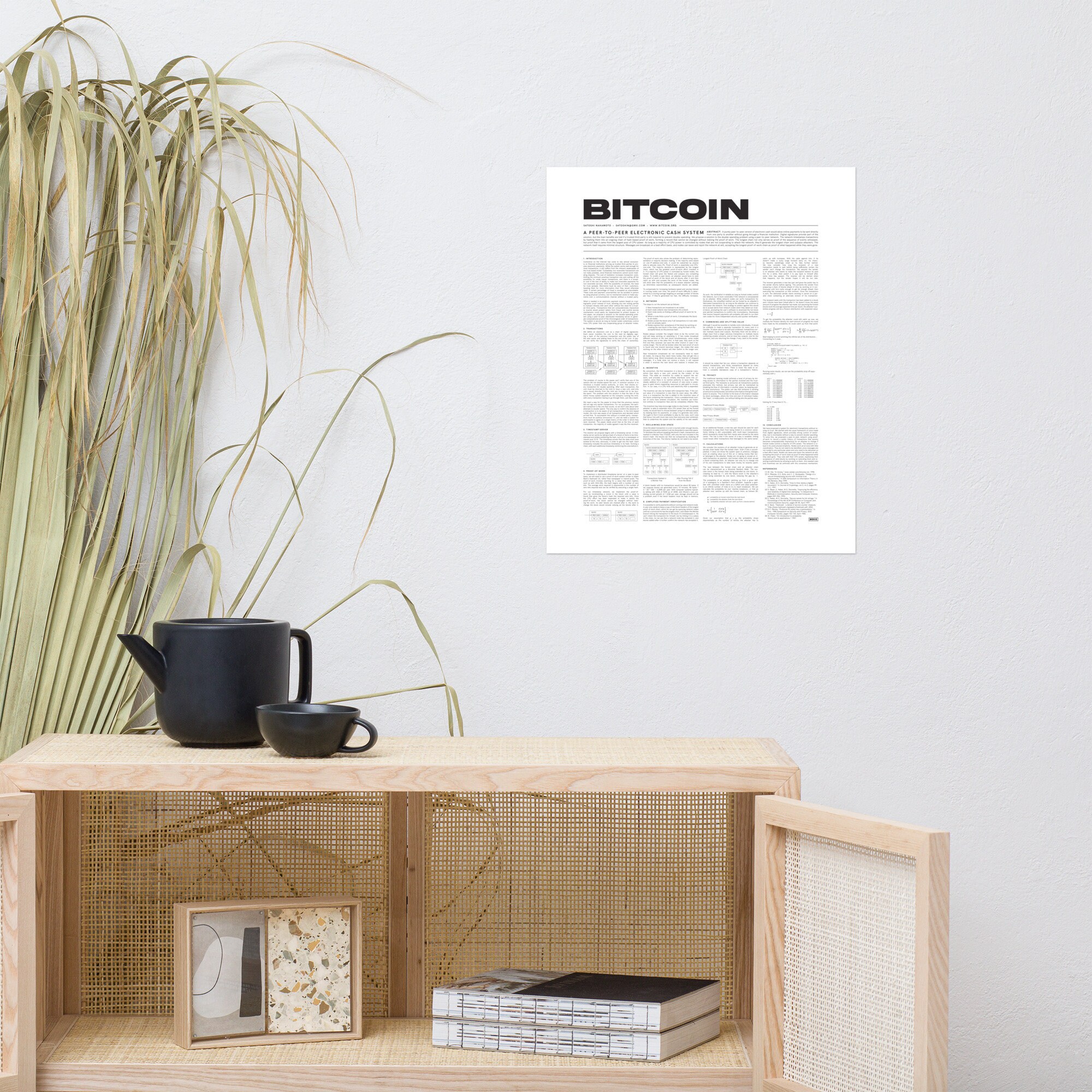 Minimalist Bitcoin Whitepaper Poster Cryptocurrency Art Print Bitcoin ...