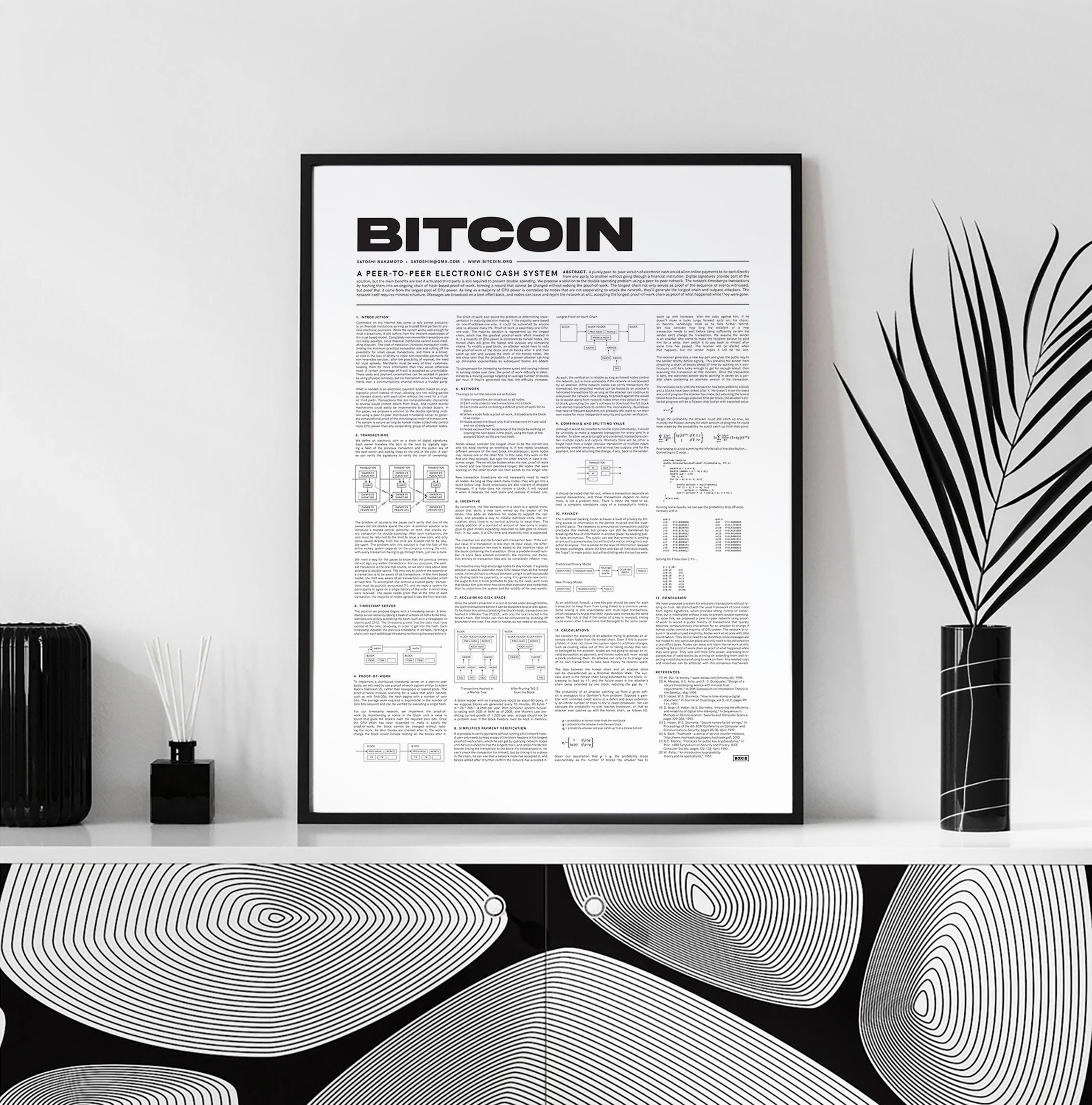 Minimalist Bitcoin Whitepaper Poster Cryptocurrency Art Print Bitcoin ...