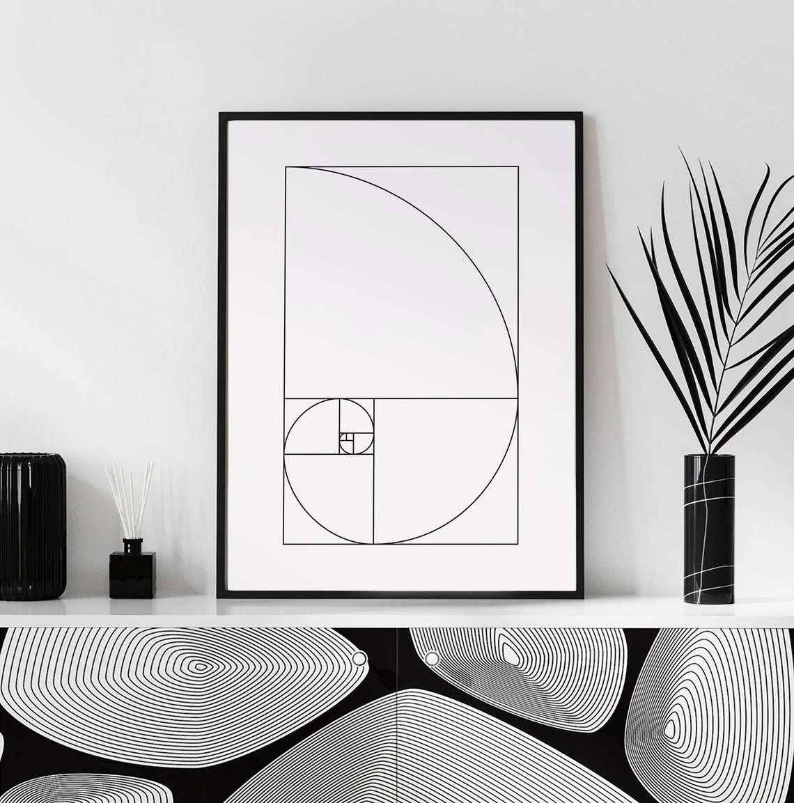 Golden Ratio Wall Art Print | Fibonacci Spiral Poster | Minimalist Line ...