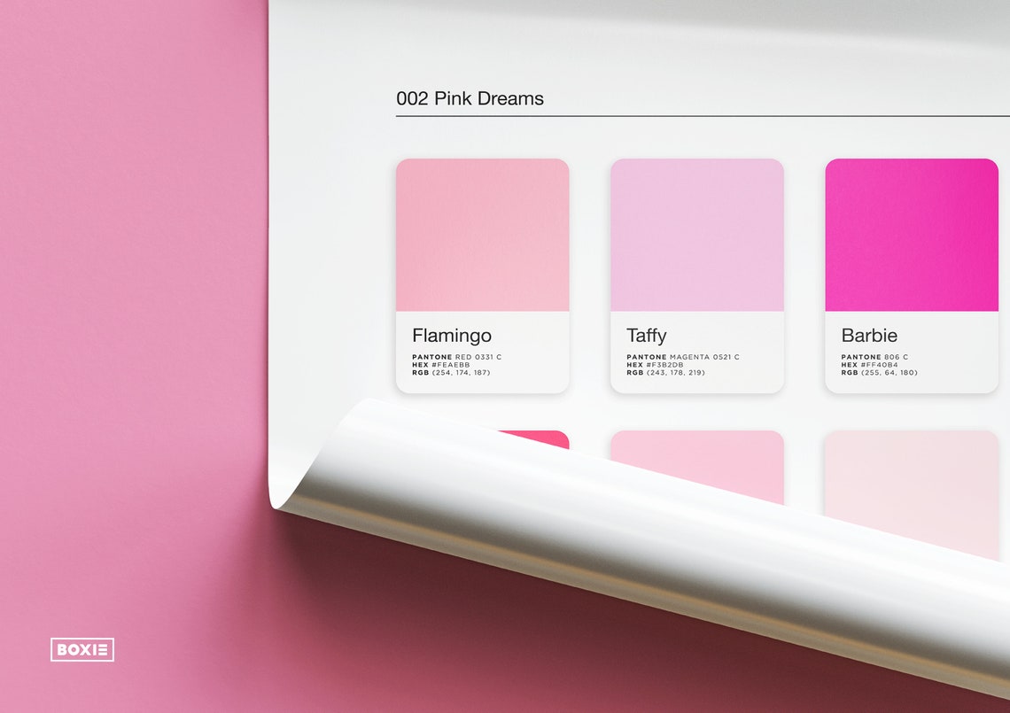 Pink Color Swatch Print Pink Dreams Palette Minimalist Color Palette ...
