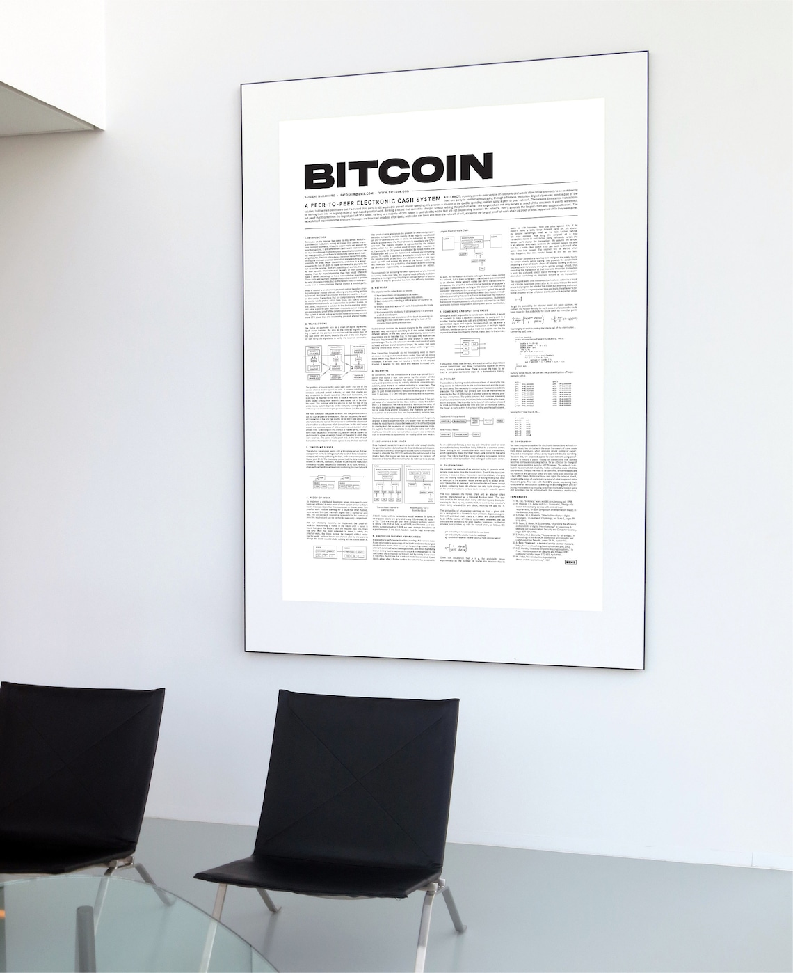 Minimalist Bitcoin Whitepaper Poster | Cryptocurrency Art Print ...