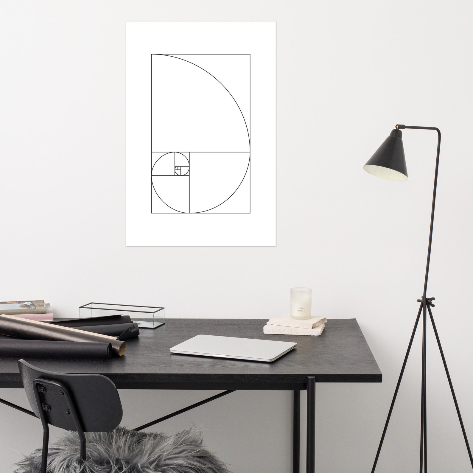 Golden Ratio Wall Art Print | Fibonacci Spiral Poster | Minimalist Line ...