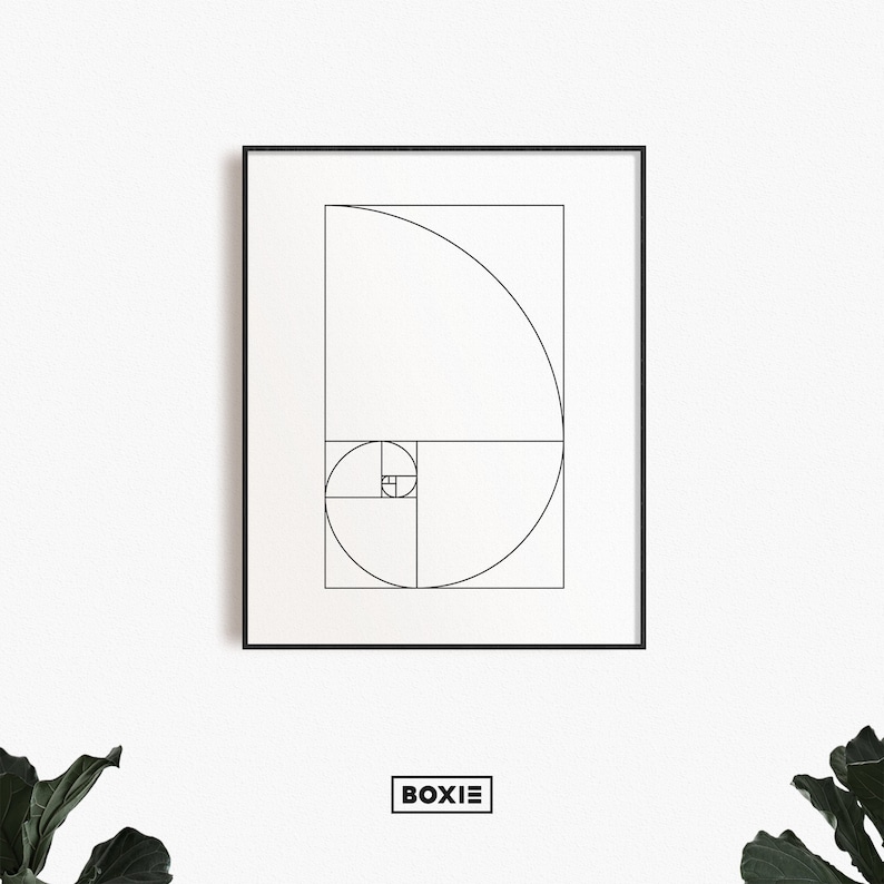 Golden Ratio Wall Art Print | Fibonacci Spiral Poster | Minimalist Line ...