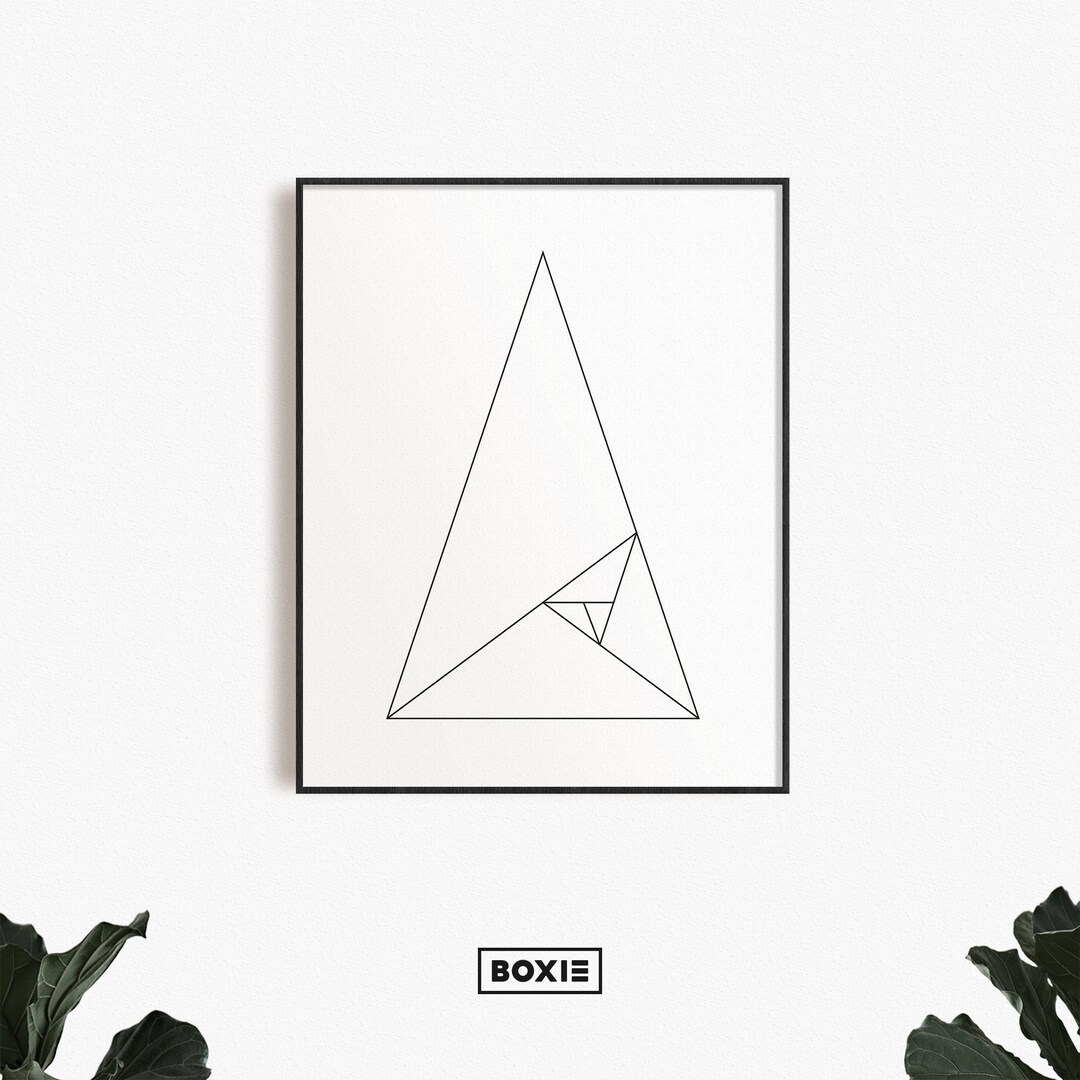 Golden Ratio Wall Art Print | Fibonacci Spiral Poster | Minimalist Line Art Geometric Poster ...