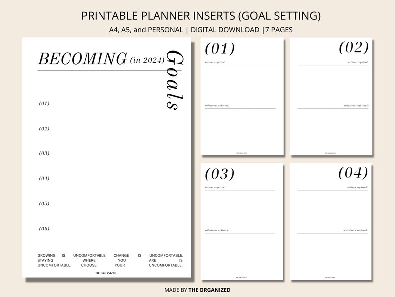 Goal Setting | Printable Planner Insert | Digital Download - Etsy
