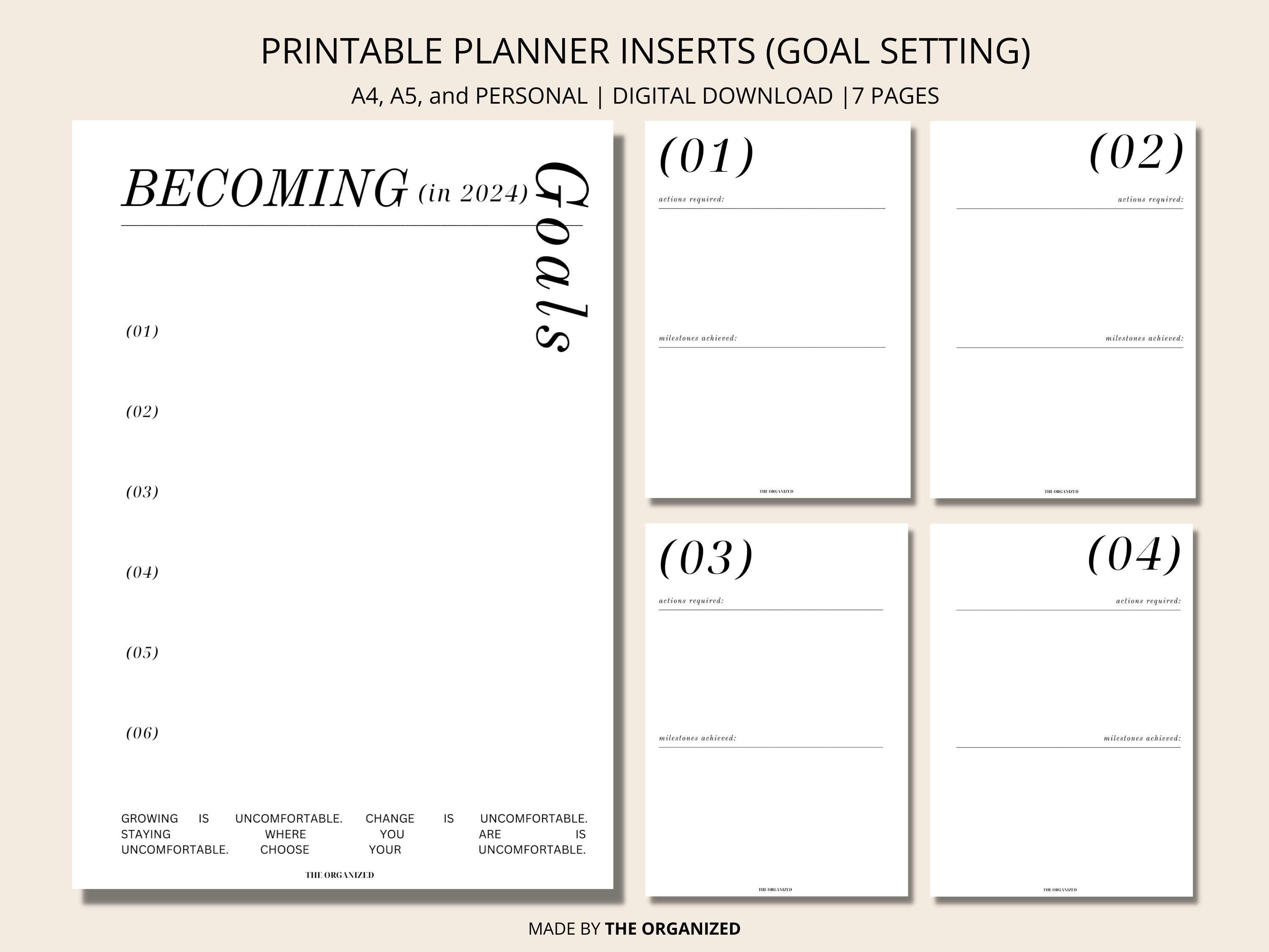 Goal Setting | Printable Planner Insert | Digital Download - Etsy