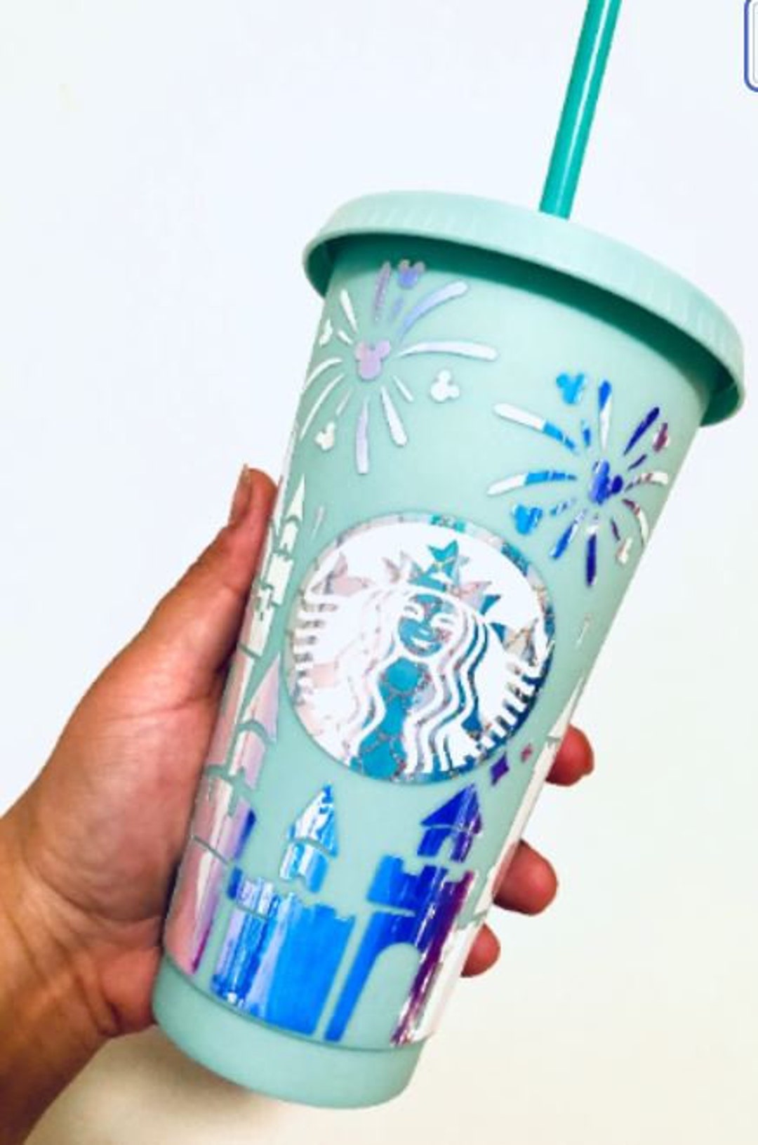 Mermaid Disney Castle Starbucks Inspired Venti Cold Cup || Coffee Lover ...