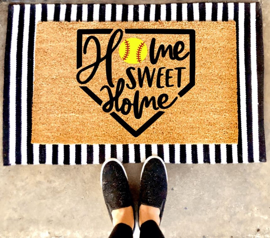 Home Sweet Home Softball Doormat | Custom Doormat | Gift Idea | Sports ...