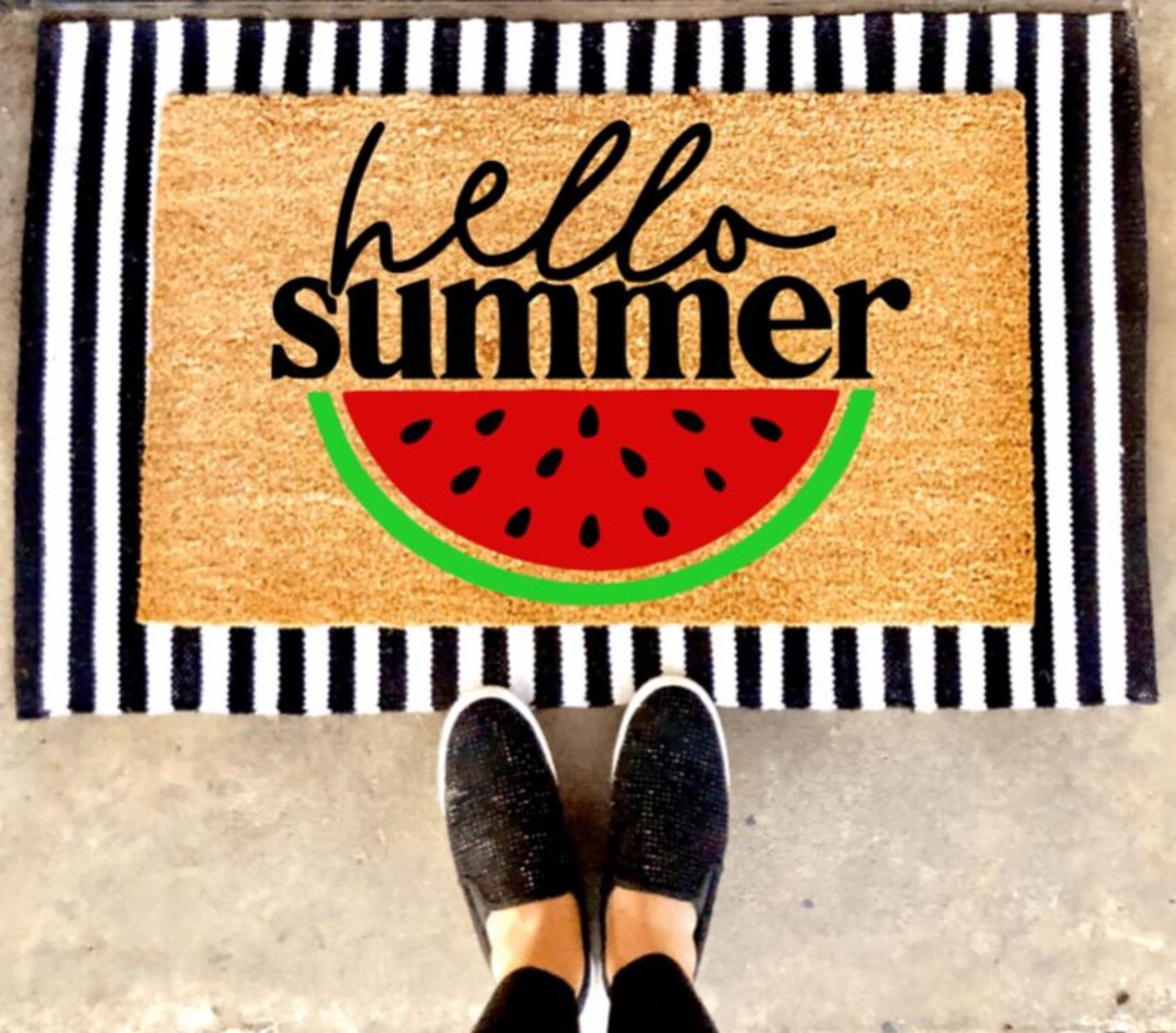 Hello Summer Watermelon Doormat | Summer | Tropical | Custom Doormat ...
