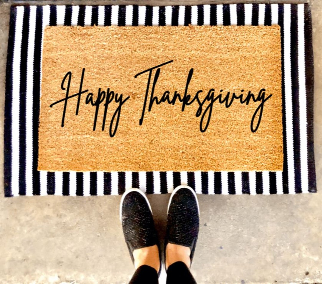 Happy Thanksgiving Doormat | Thanksgiving | Fall | Turkey | Custom ...