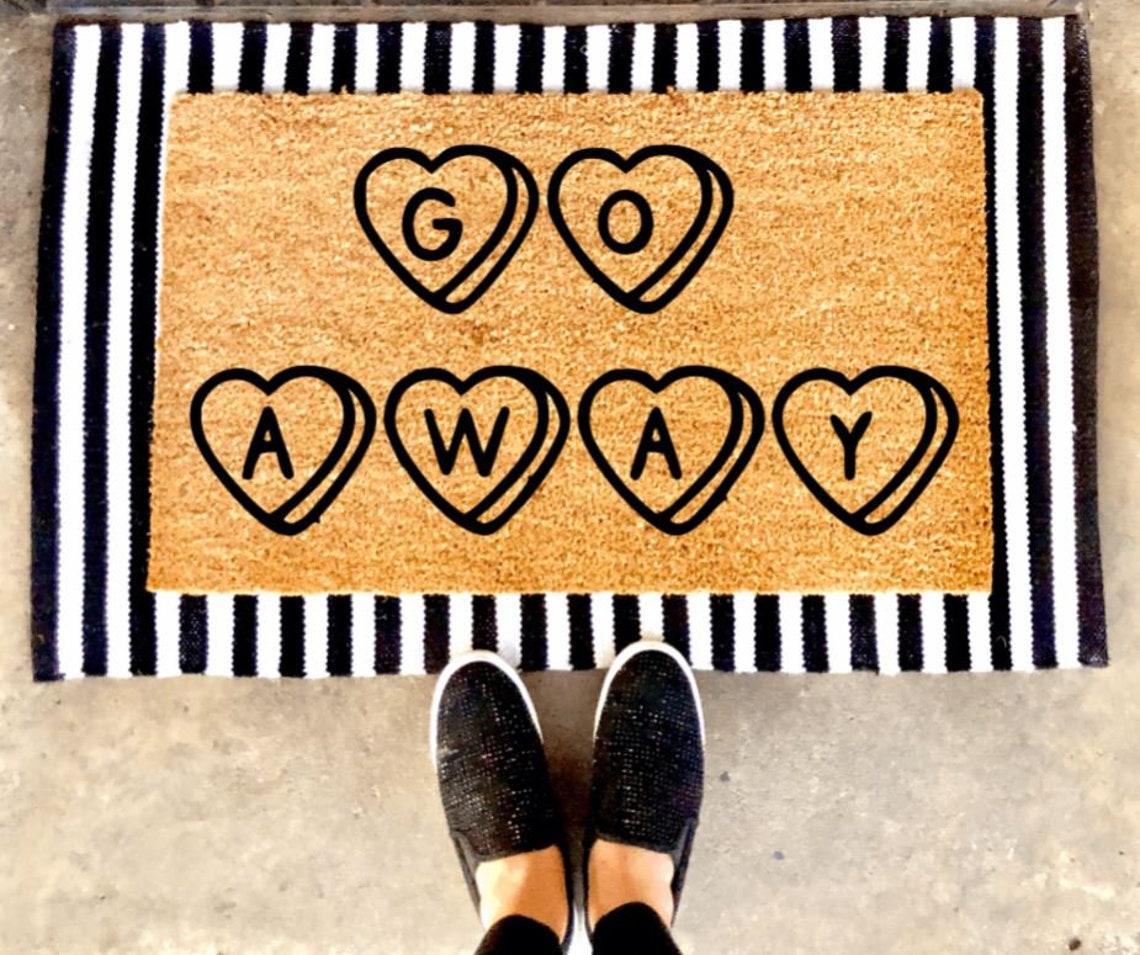 Go Away Hearts Valentine's Day Doormat Valentine - Etsy