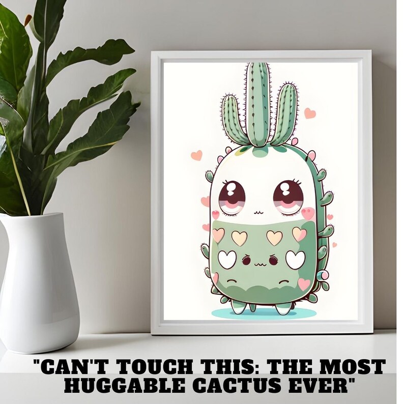 Adorable Cactus Kawaii 2D PNG Digital Art Cute Happy Cactus Design ...