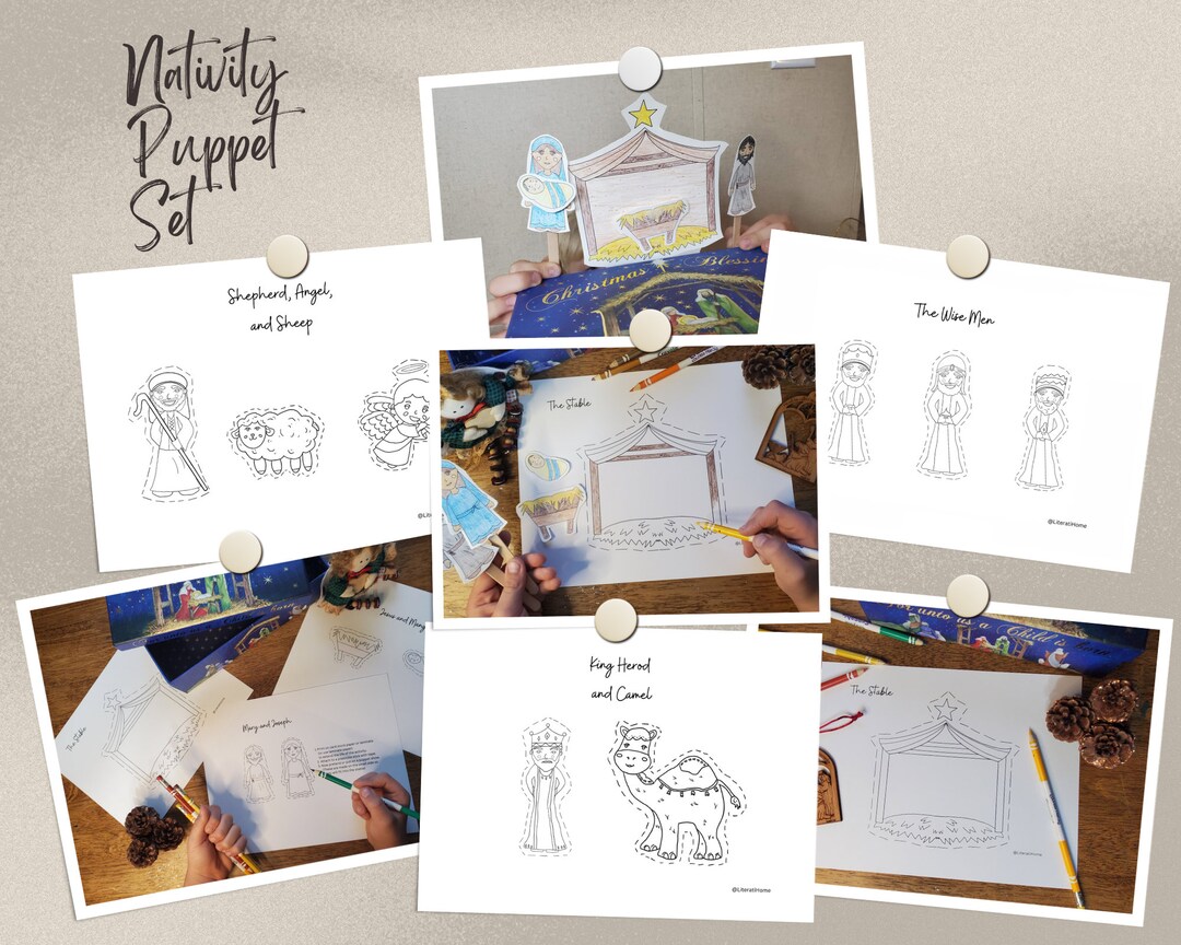 Nativity Puppet Set Christmas | Color Your Own and Pretend Puppets ...
