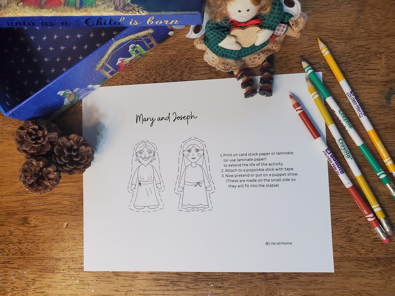 Mini Nativity Christmas | Color Your Own and Pretend Puppets | Jesus ...